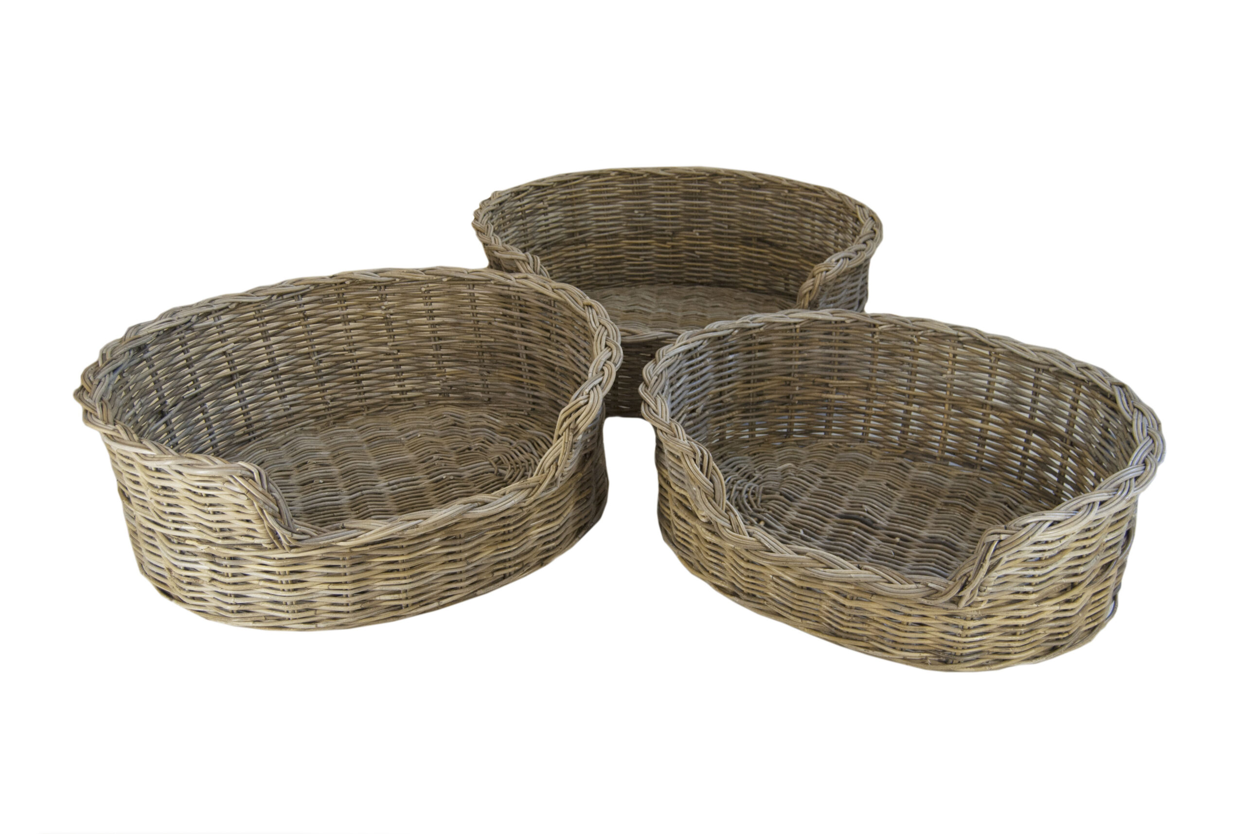 Set van 3 Hondenmanden in Grey rotan extra groot – Gebr. Van der Zouwen